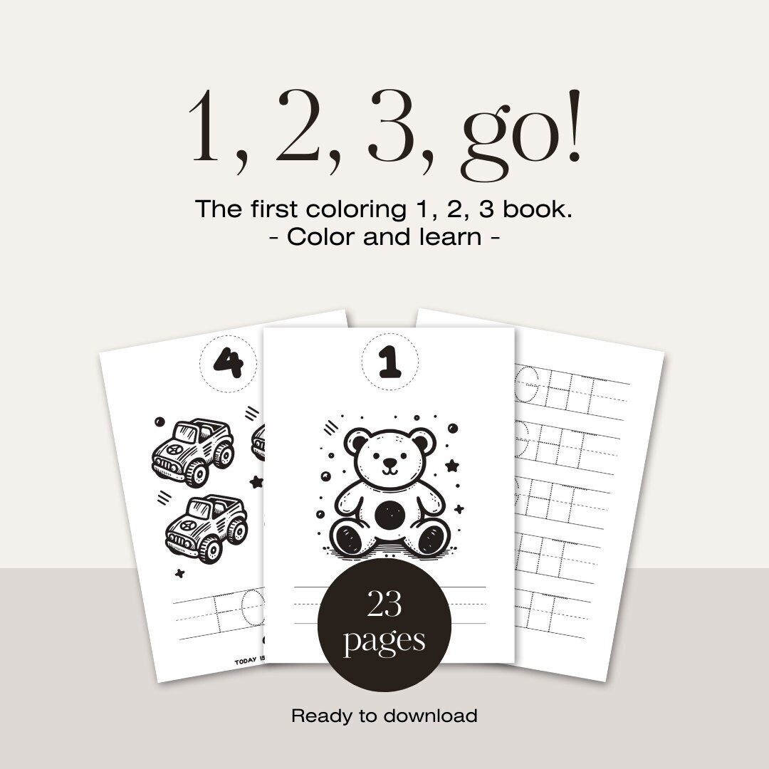 First Coloring 123 Book, Coloring Book, English Coloring Book, Libro ...