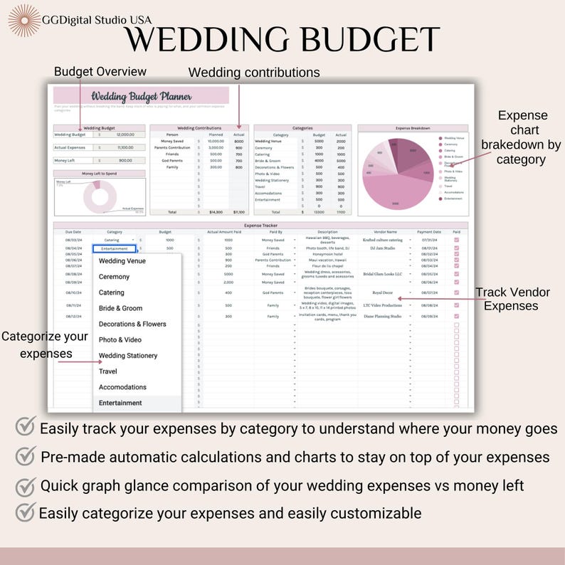 Ultimate Wedding Planner Spreadsheet, Wedding Budget Spreadsheet ...