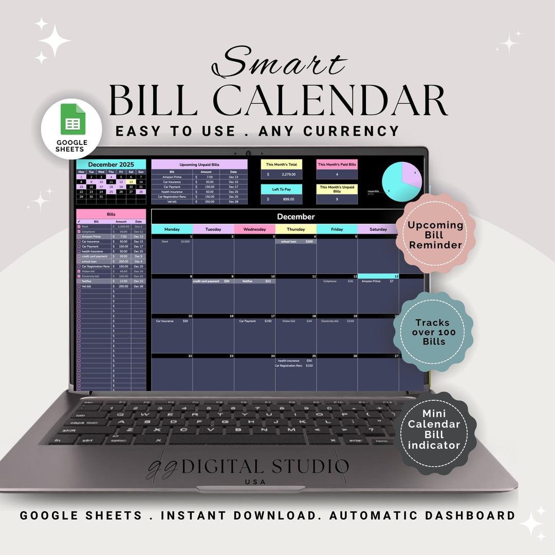 Bill Payment Tracker, Bill Tracker, Bill Calendar, Monthly Bill Tracker ...