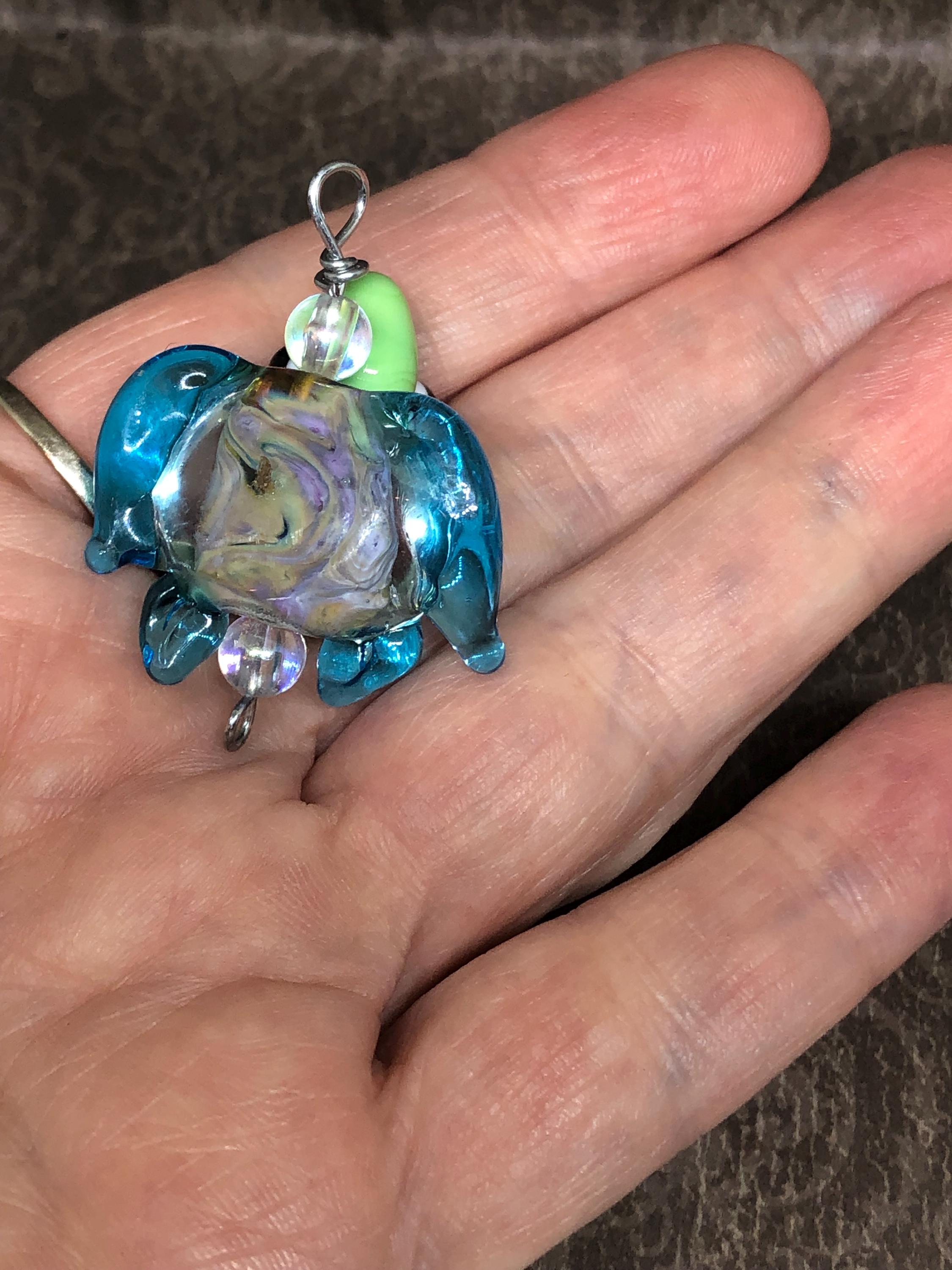 Handmade Lampwork Glass Sea Turtle Pendant - Etsy