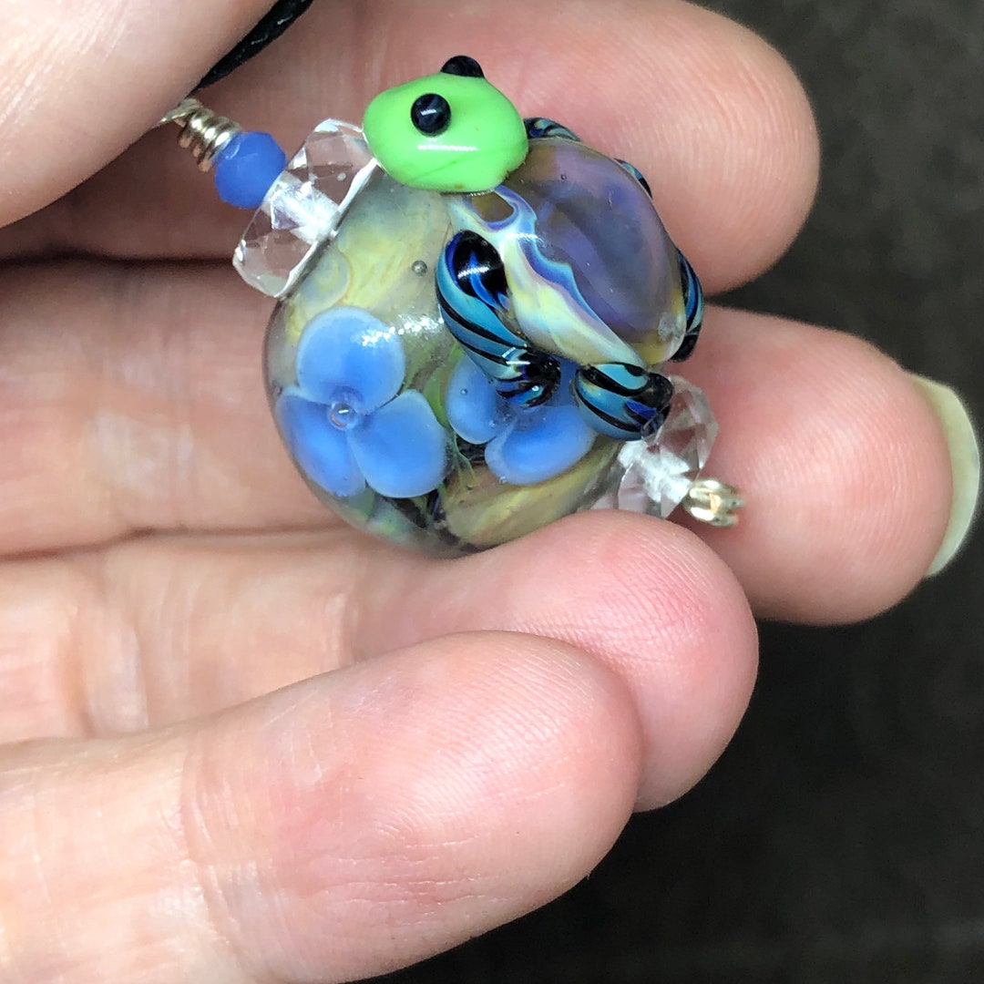 Lampwork Glass Floral With a Sea Turtle - Etsy