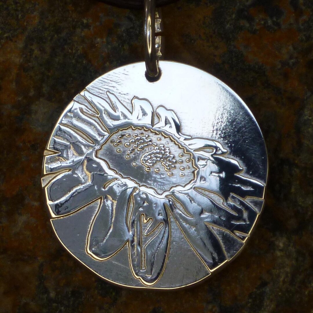 Daisy W/ Fehu Rune, 24mm Silver Disc Pendant, Ode to Freyja, Ren Faire ...