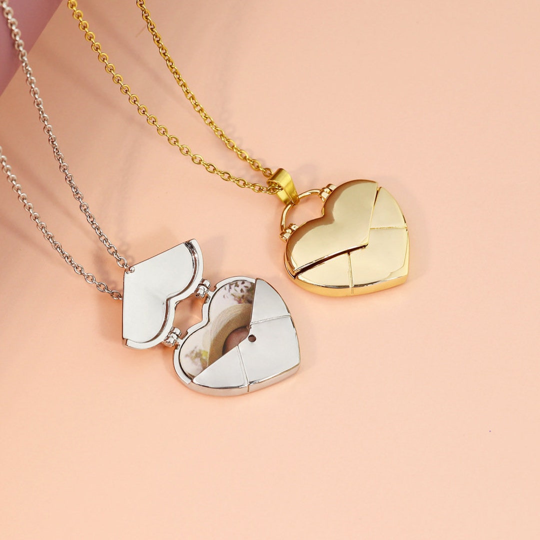 Creative Photo Locket Customized Peach Heart Necklace for Women ...