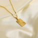 Sunburst Rectangle Gold Pendant Necklace, 18k Gold Plated, Stainless ...