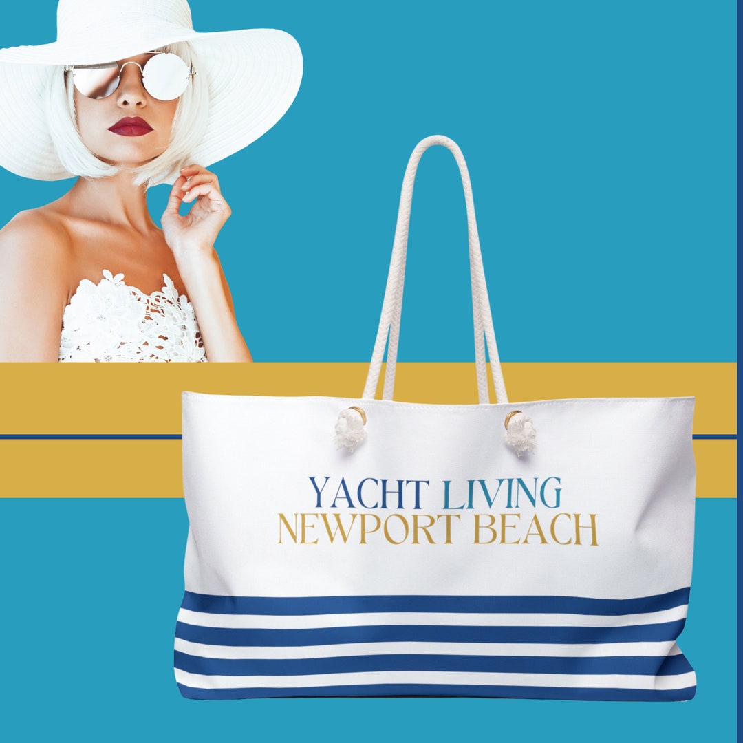 Personalize and Monogram, Yacht Living Stripe Blue, Oversized Weekender ...