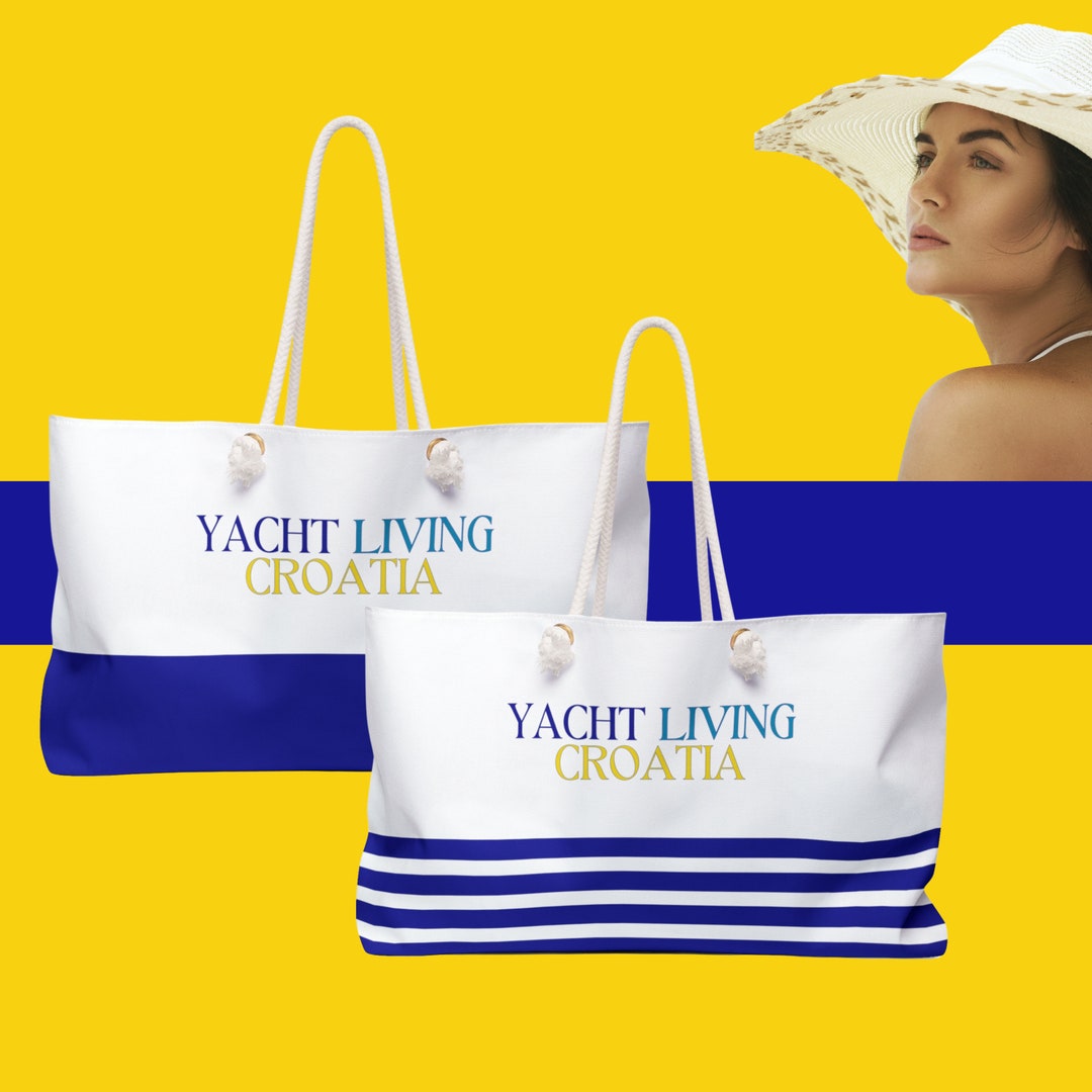 Personalized Monogram, Yacht Living Croatia, Oversized Blue Weekender ...