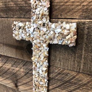 Crushed Seashell Wall Art, Cross Wall Decor, Beach House, Beach Decor ...