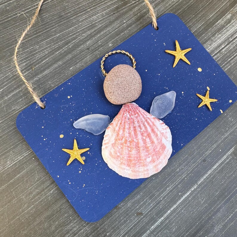 Sea Glass Shell Angel Ornament, Nautical Christmas, Beach Decor ...
