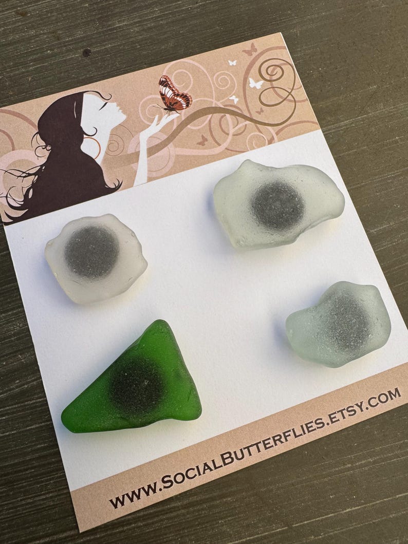 Set of 4 Sea Glass Magnet Set, Coastal Home Decor Magnets, Fridge ...