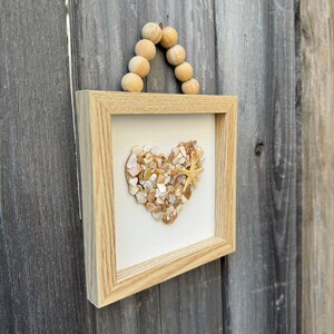Crushed Seashell Wall Art, Heart Wall Decor, Beach House, Beach Decor ...