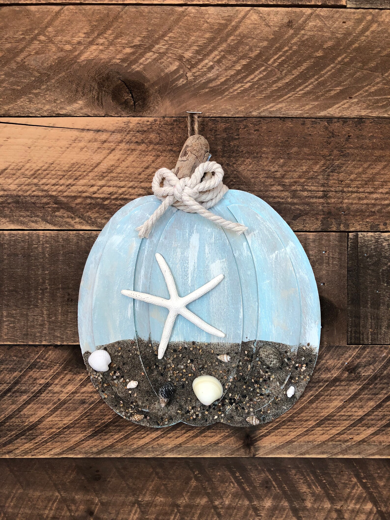 Beach Coastal Farmhouse Pumpkin, Nautical Halloween Thanksgiving Decor ...
