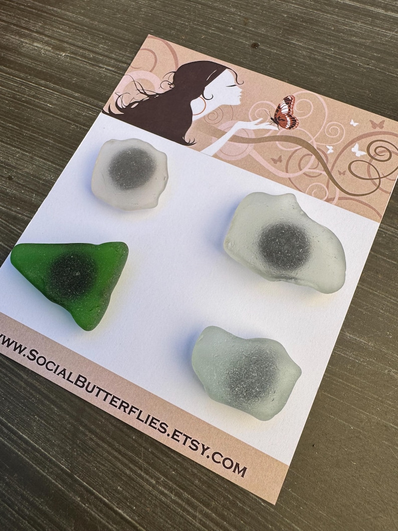 Set of 4 Sea Glass Magnet Set, Coastal Home Decor Magnets, Fridge ...