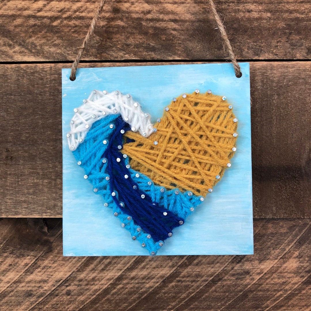Ocean Waves Heart String Art, Ocean, String Art, Coastal Decor, Wall ...