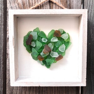 Sea Glass Heart Frame, Beach Decor, Wall Hanging, Vacation Home ...