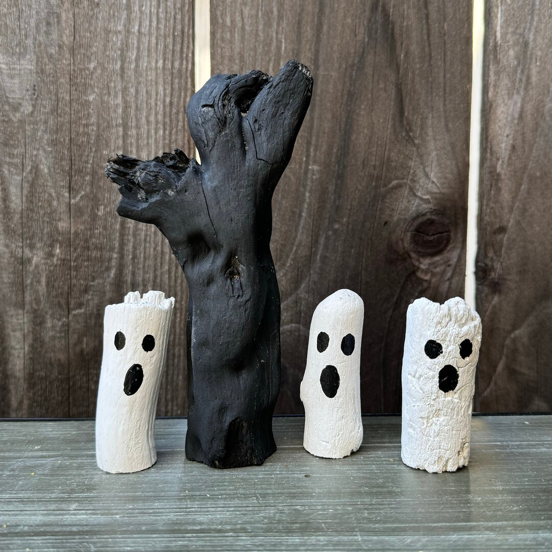 Driftwood Ghosts Tree, Set of 3, Halloween Decor, Coastal Decor, Fall ...