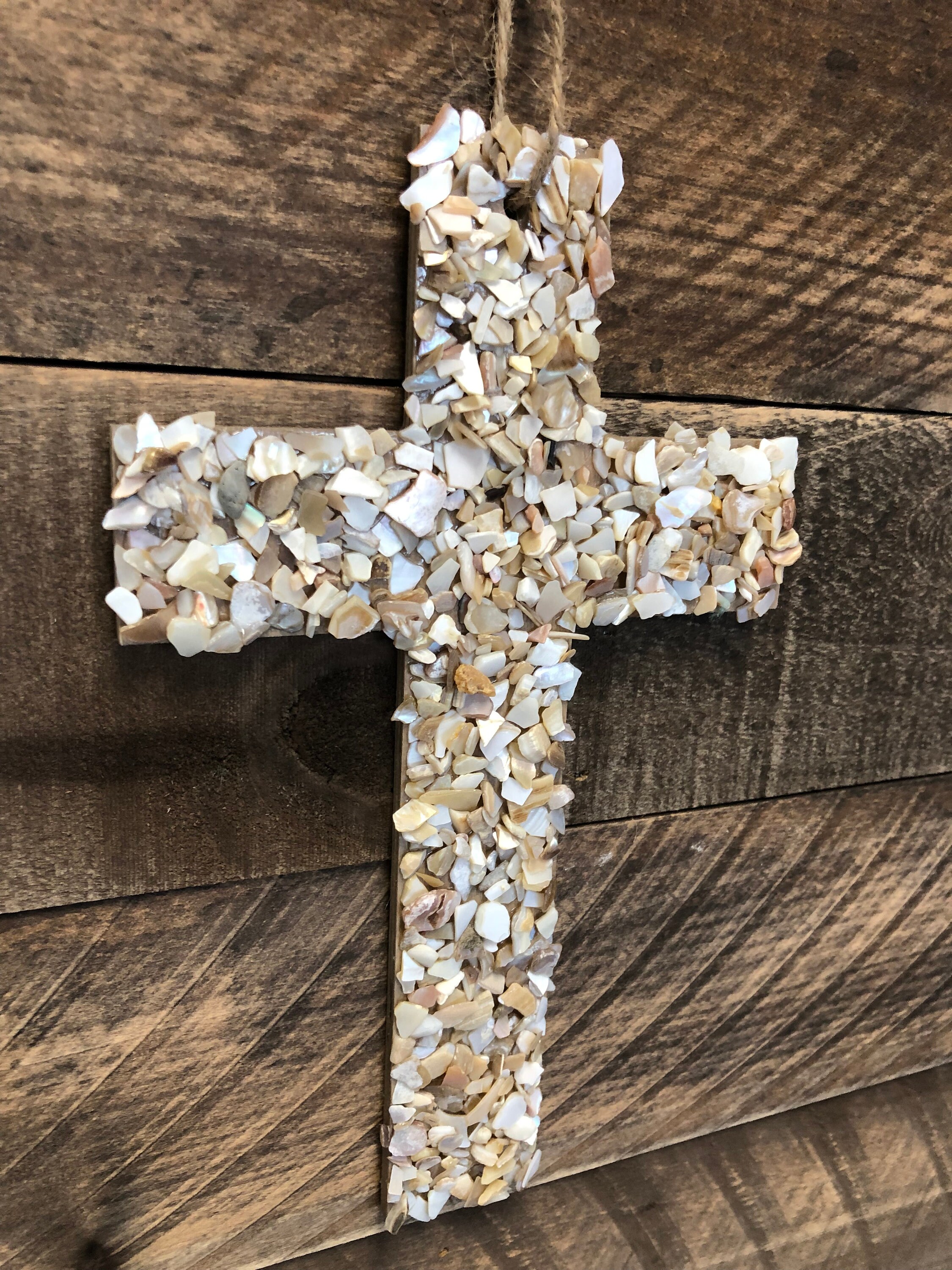 Crushed Seashell Wall Art Cross Wall Decor Beach House - Etsy.de