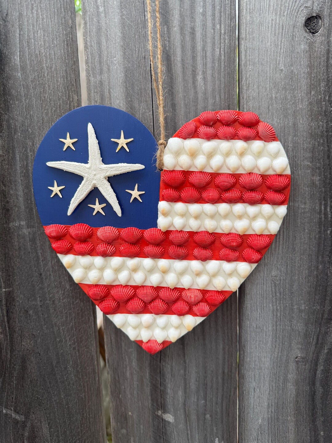 Coastal American Flag, Seashell Flag, Beach Flag, Coastal Decor, Beach ...