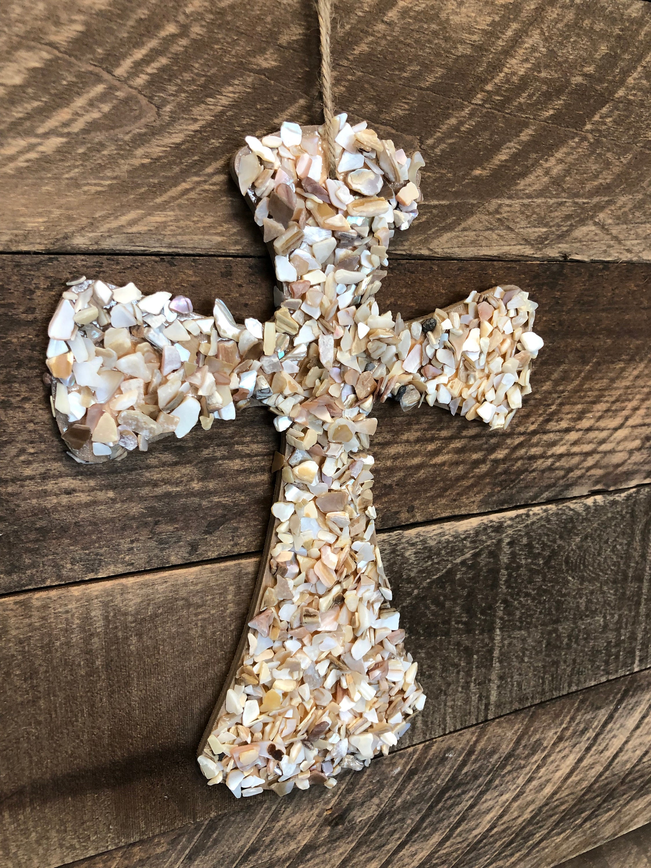 Crushed Seashell Wall Art Cross Wall Decor Beach House | Etsy