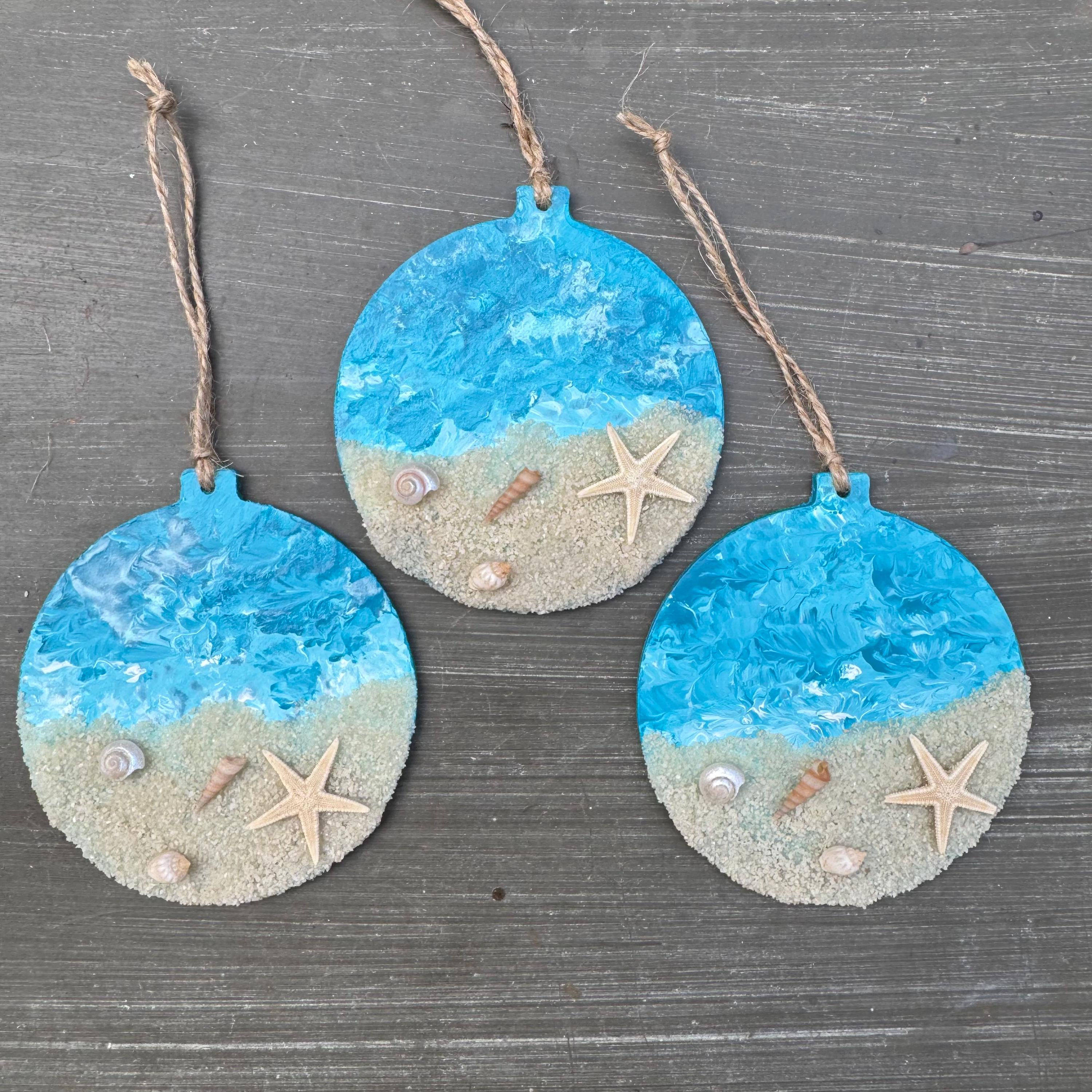 3 Beach Christmas Ornaments, Set of 3, Sea Shell Ornaments, Ocean Sea ...
