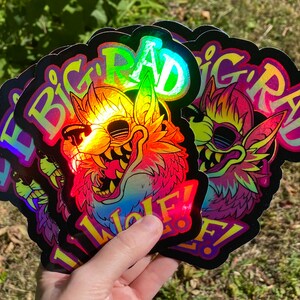 GIANT Big Rad Wolf Holographic Vinyl Sticker - Etsy