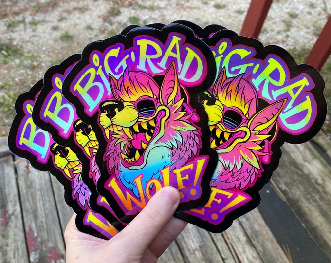 GIANT Big Rad Wolf Holographic Vinyl Sticker - Etsy