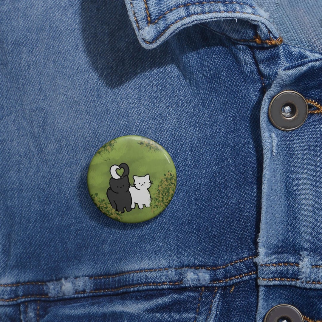 Black & White Cats Enamel Pin Cute Intertwined Tails Design for Cat ...
