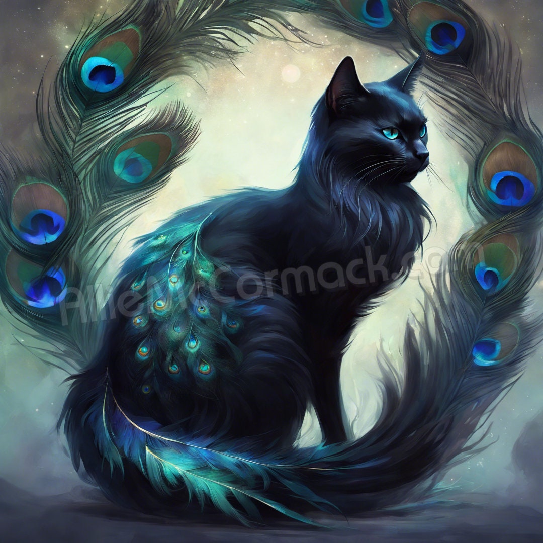 Imagine an Amazing Peacock Cat Print Quality Digital Art - Etsy