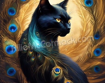 Imagine an Amazing Peacock Cat Print Quality Digital Art - Etsy