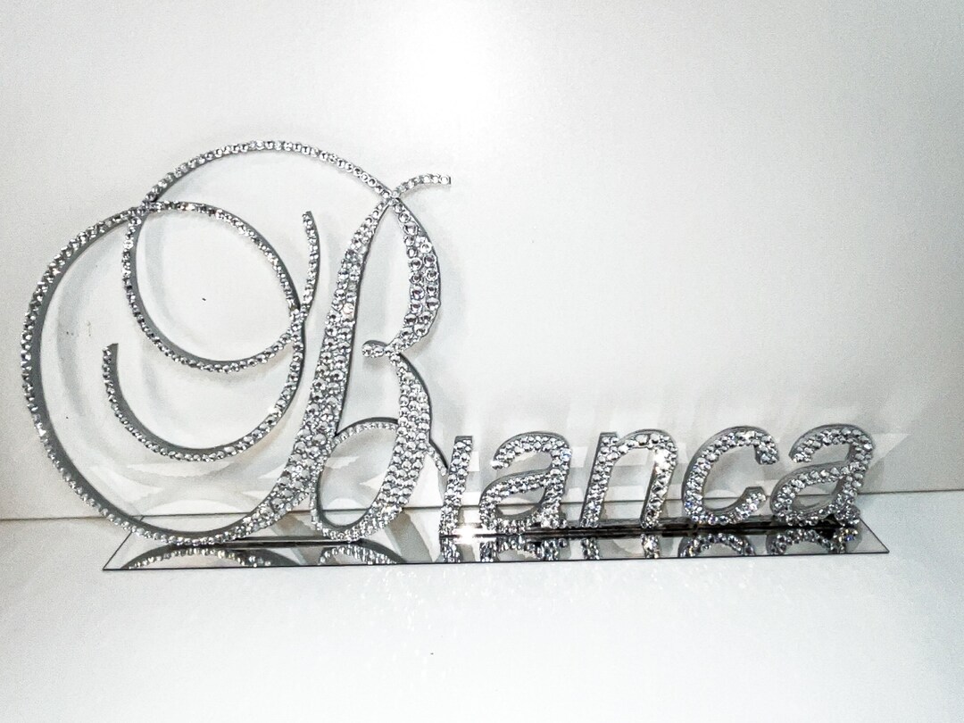 Sparkling Crystal Rhinestone Personalised Name Plaque Sign Diamond Home ...