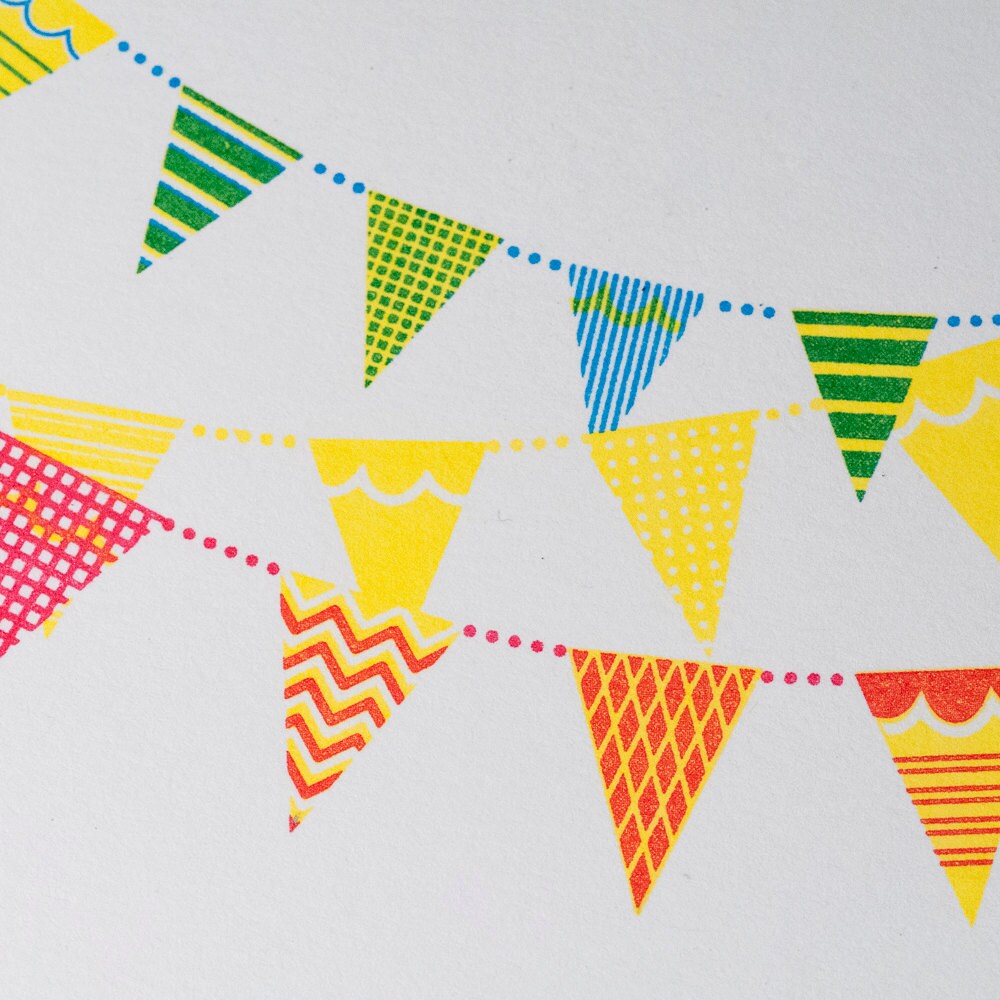 Hand-printed Card -- Flag Bunting - Etsy