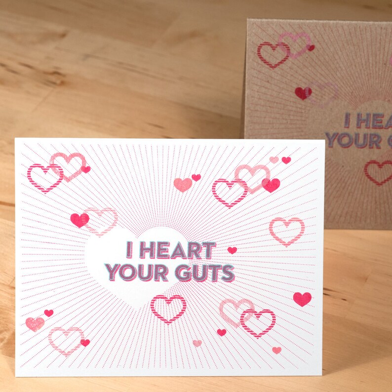 Valentine Card I Heart Your Guts Hand-printined on White - Etsy