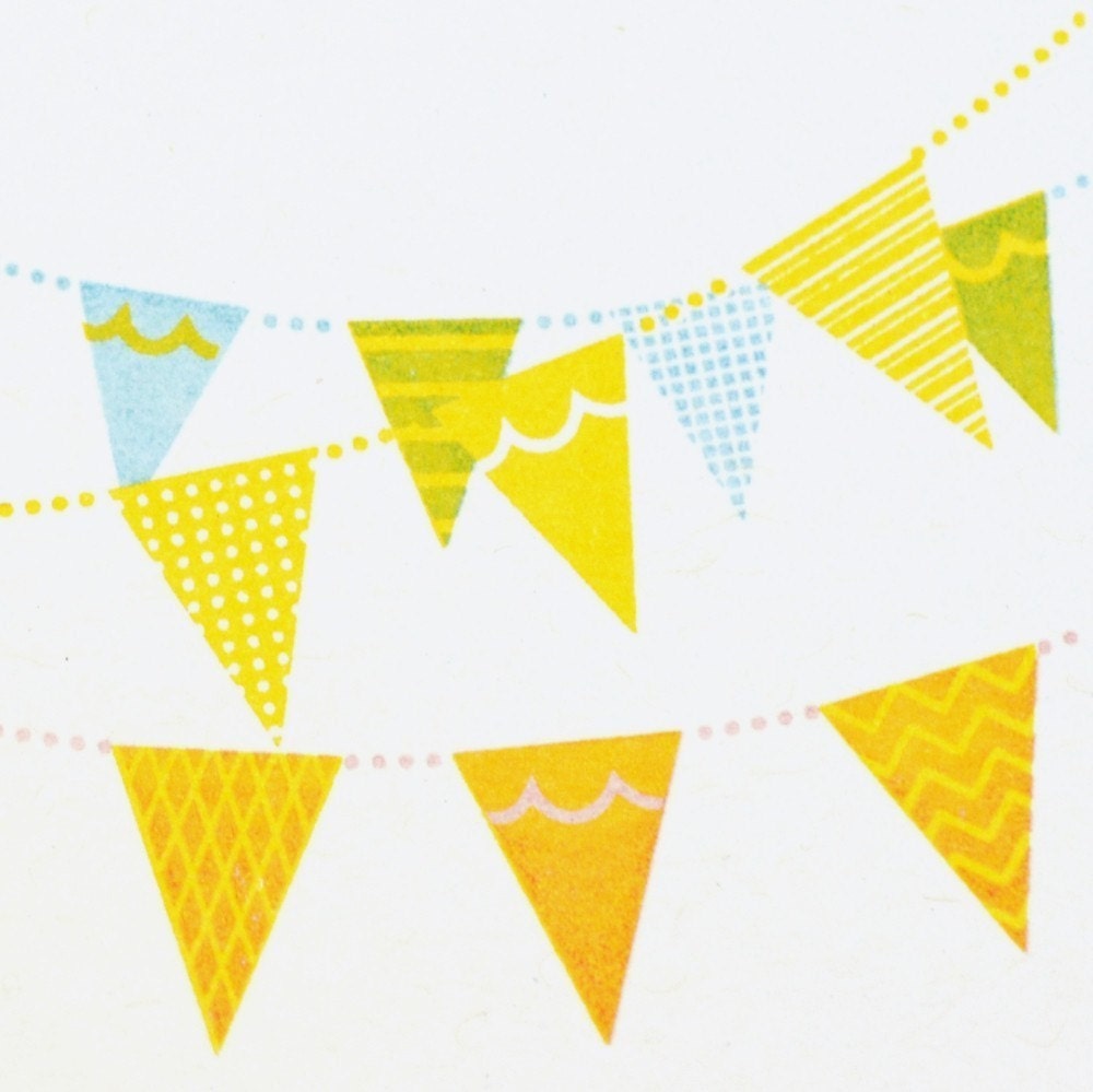 Hand-printed Congratulations Card -- Flag Bunting - Etsy