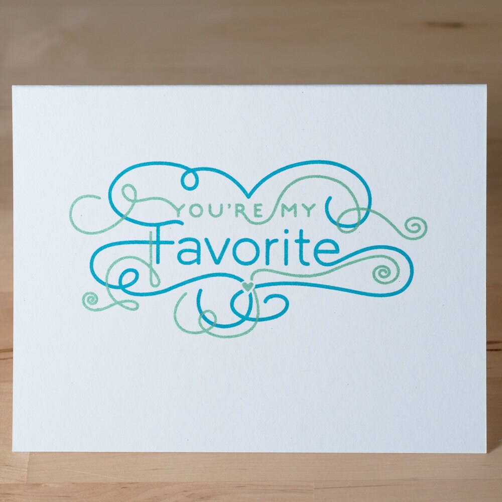Greeting Card You're My Favorite Hand Printed on - Etsy