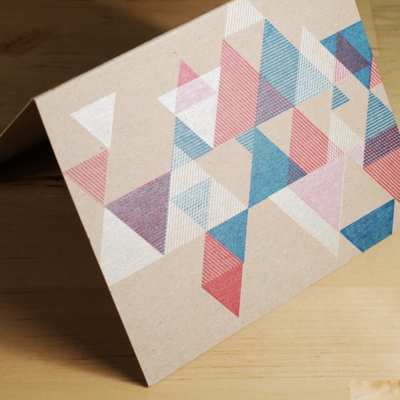 Hand-printed Triangular Pattern Card - Etsy