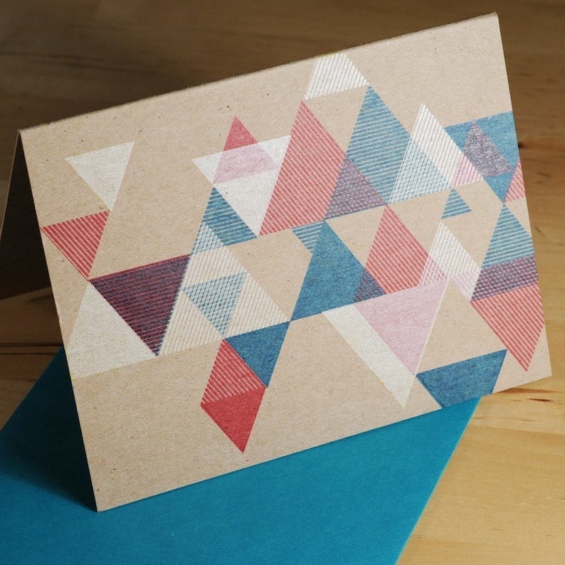 Hand-printed Triangular Pattern Card - Etsy
