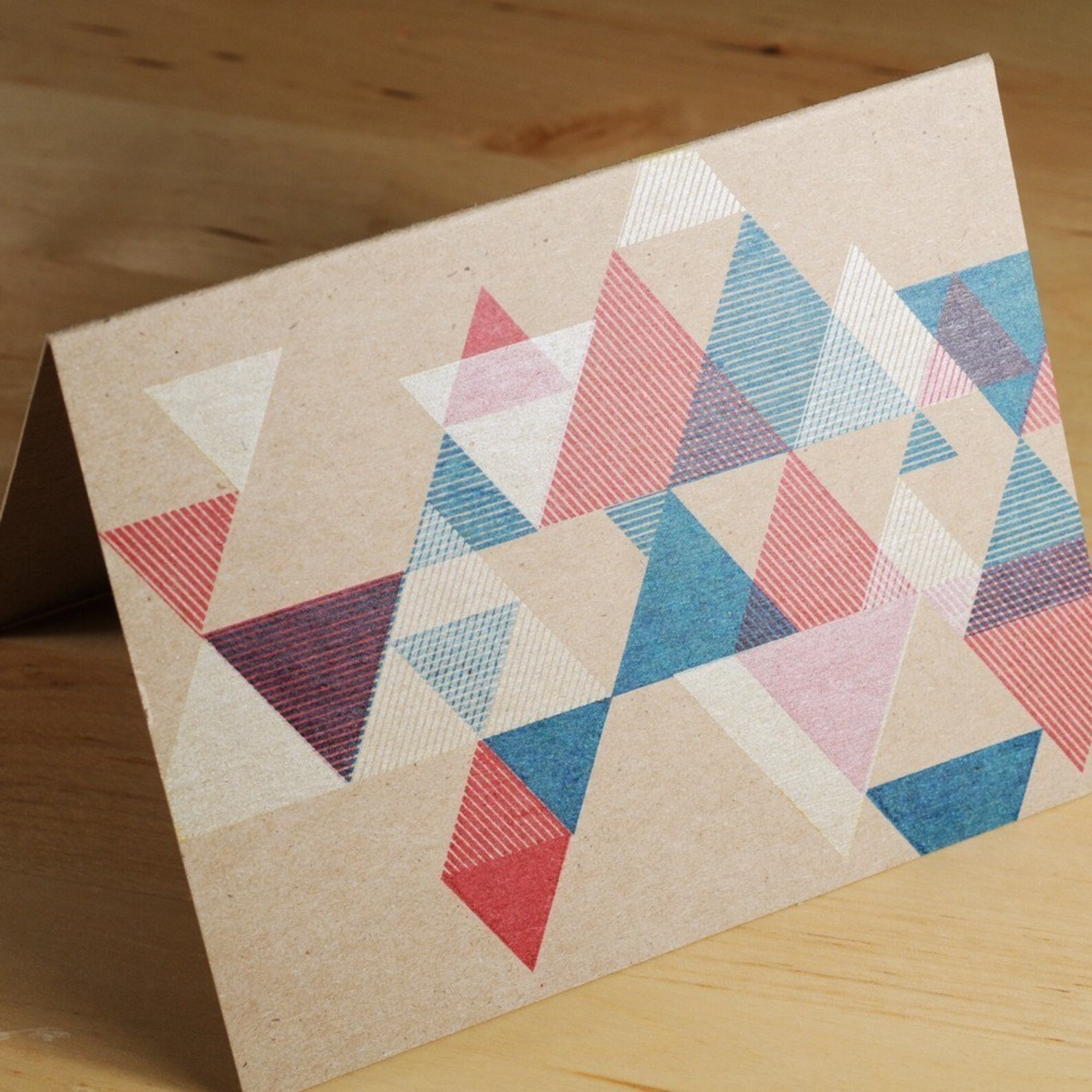 Hand-printed Triangular Pattern Card - Etsy
