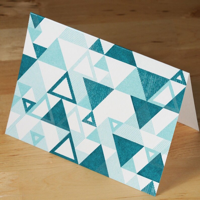 Set of 6 Hand-printed Triangle Pattern Cards White - Etsy