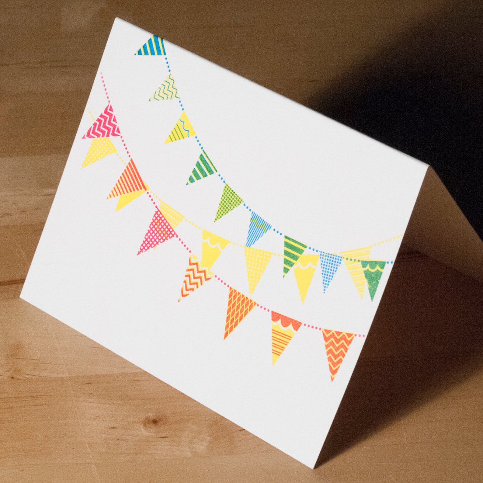 Hand-printed Card -- Flag Bunting - Etsy