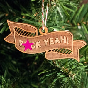 Ornament -- F-yeah Lasercut Banner (mature Language) - Etsy