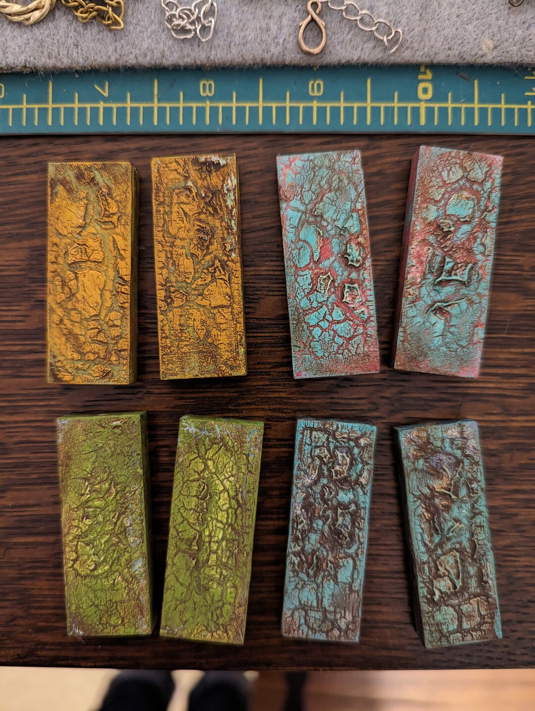 Handmade Wood Beads. Textured, Painted, and Sealed Large Lightweight ...