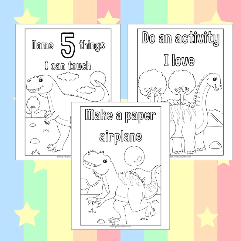 Coping Skills Coloring Pages for Kids-dinosaur Edition, Fun Emotional ...