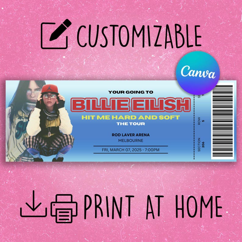 Billie Eilish Ticket (hit Me Hard & Soft Tour) *download Concert ...