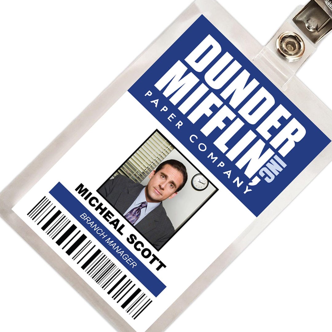 The Office Michael Scott Dunder Mifflin ID Badge Cosplay Costume Name ...