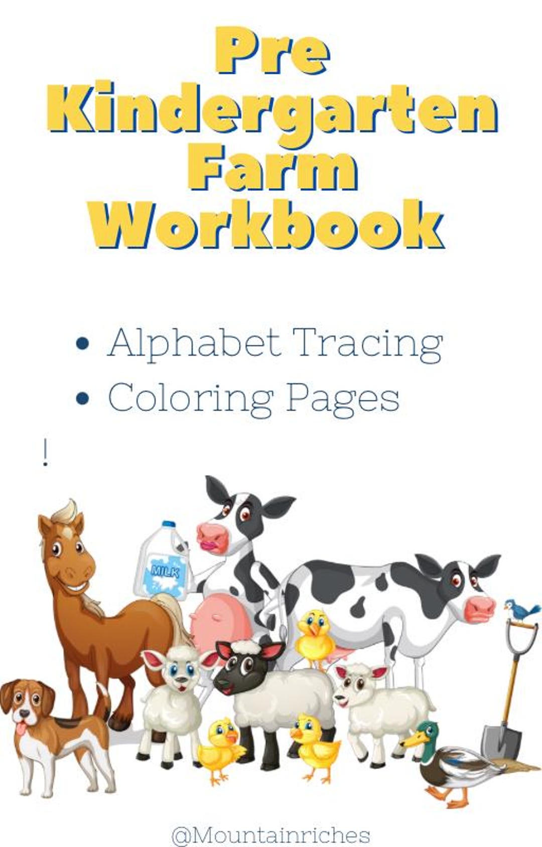 Prekindergarten Workbook, Farm Style, Coloring Pages, Letter Tracing ...