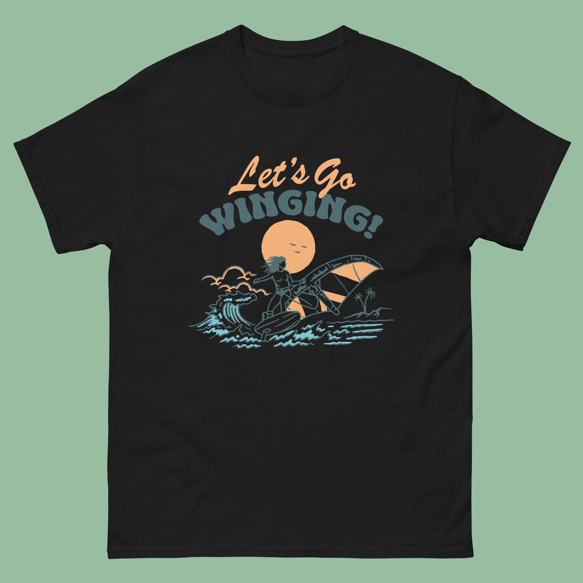 Vintage Wing Foil T Shirt for Him Beach Gift for Her Retro Surfing ...