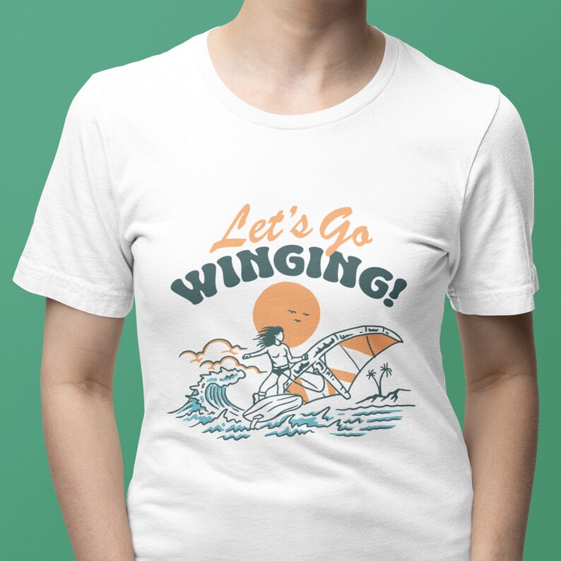 Vintage Wing Foil T Shirt for Him Beach Gift for Her Retro Surfing ...