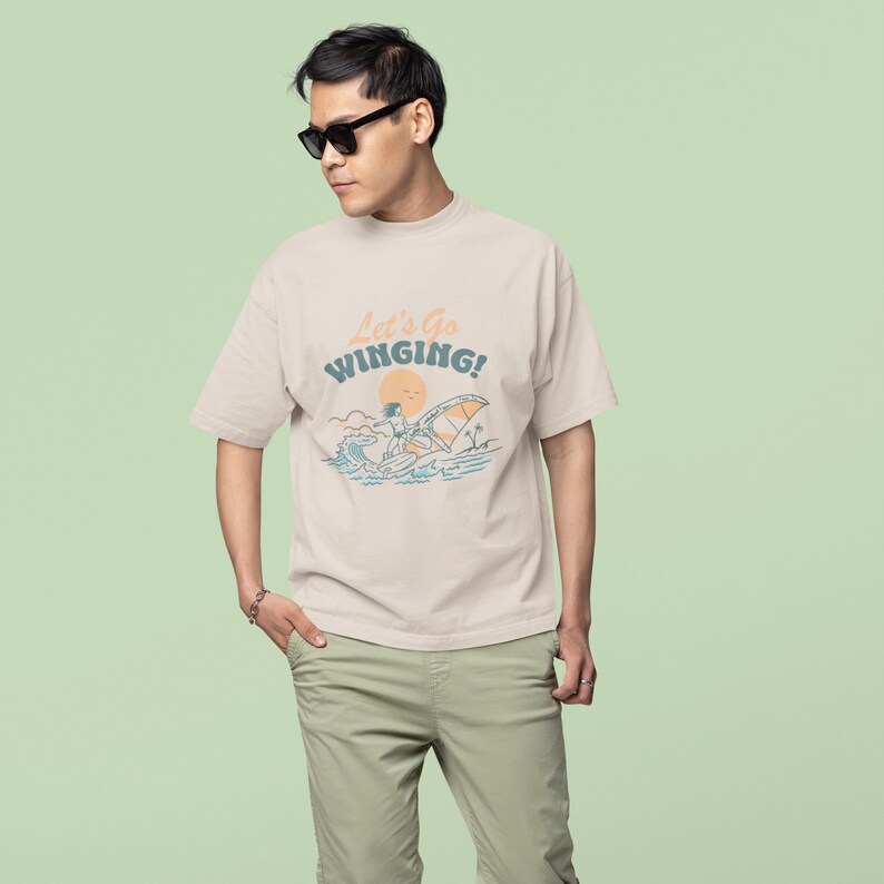 Vintage Wing Foil T Shirt for Him Beach Gift for Her Retro Surfing ...