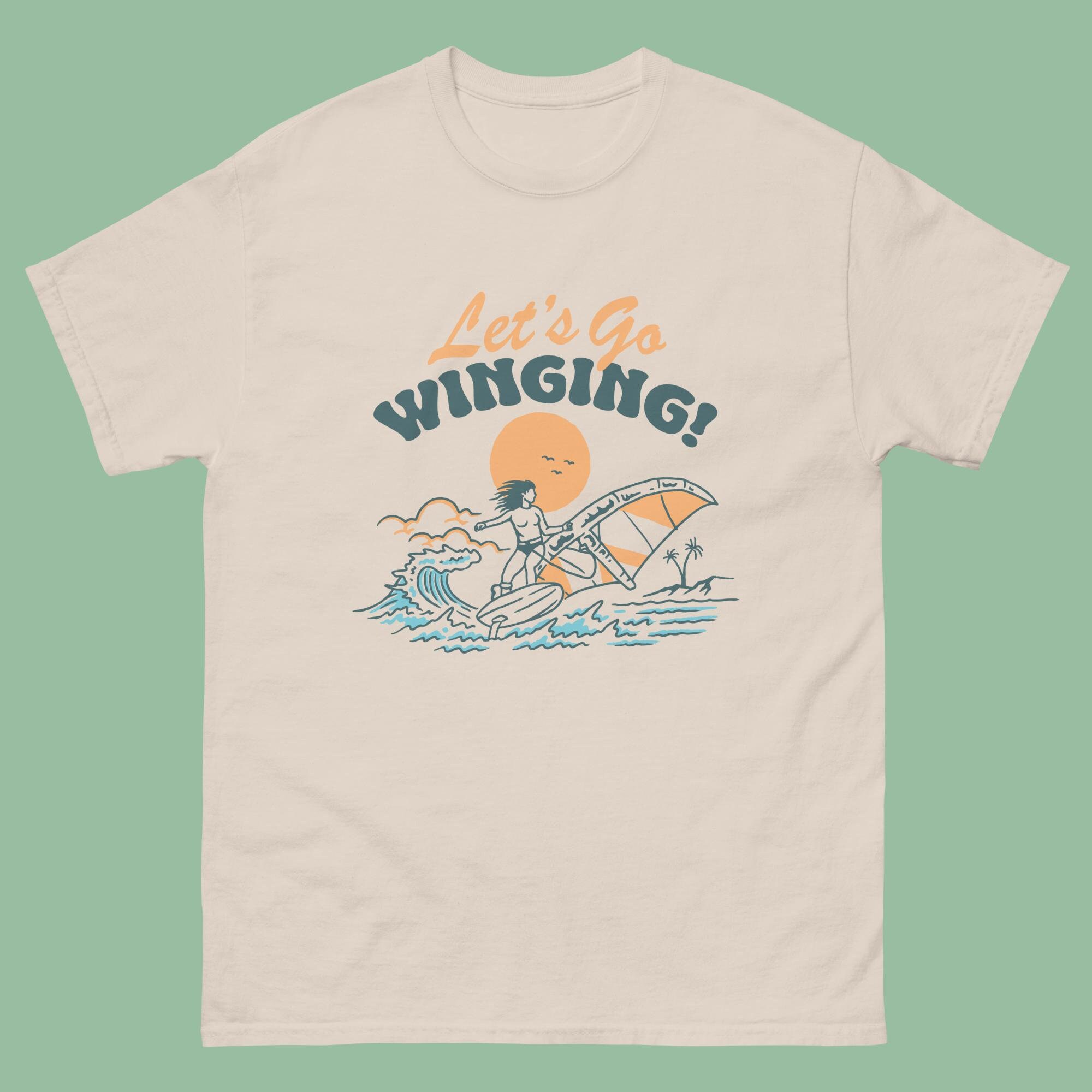 Vintage Wing Foil T Shirt for Him Beach Gift for Her Retro Surfing ...