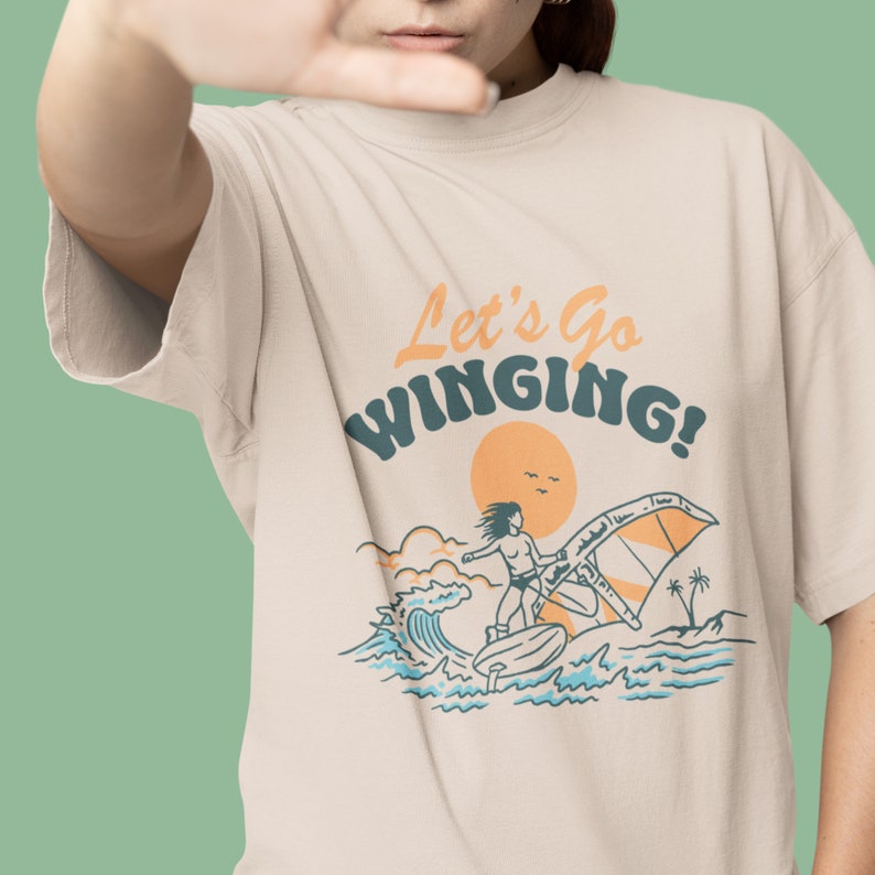 Vintage Wing Foil T Shirt for Him Beach Gift for Her Retro Surfing ...