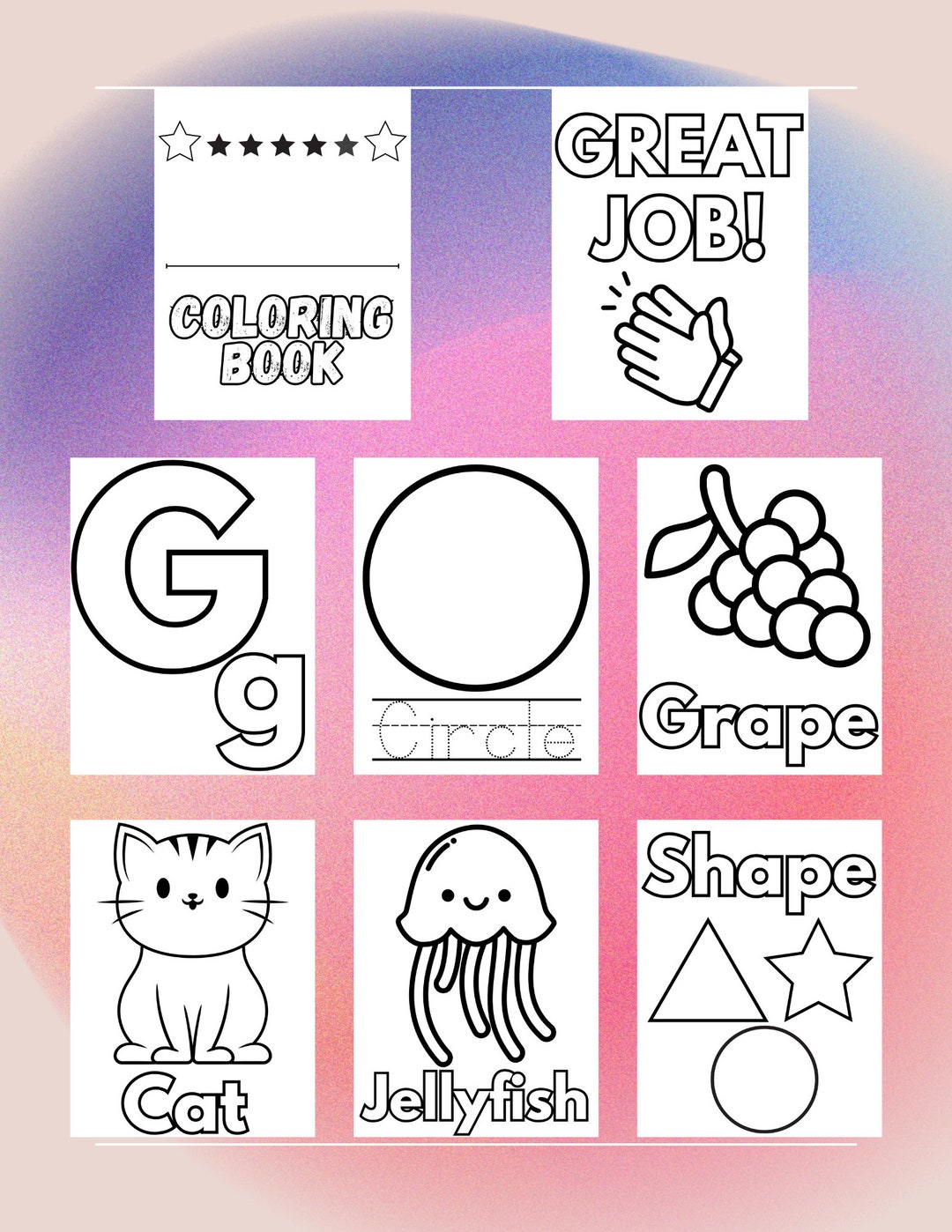 C Coloring Book, Printable Coloring Book, ABC + 3 Different Drawing on ...